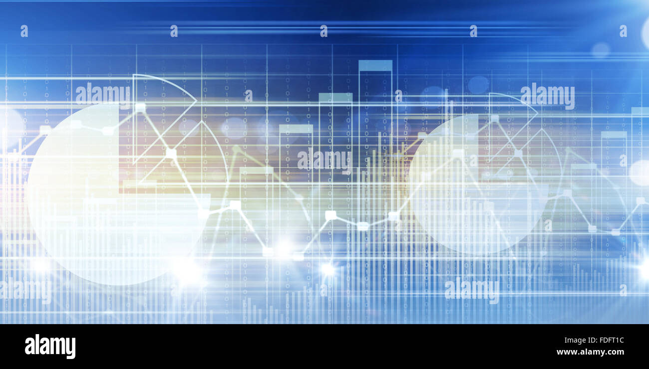 High tech blue background image with graphs and diagrams Stock Photo ...