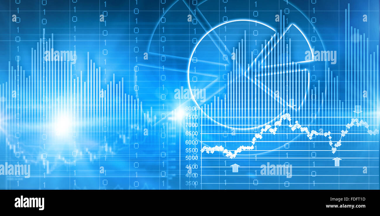 High tech blue background image with graphs and diagrams Stock Photo ...