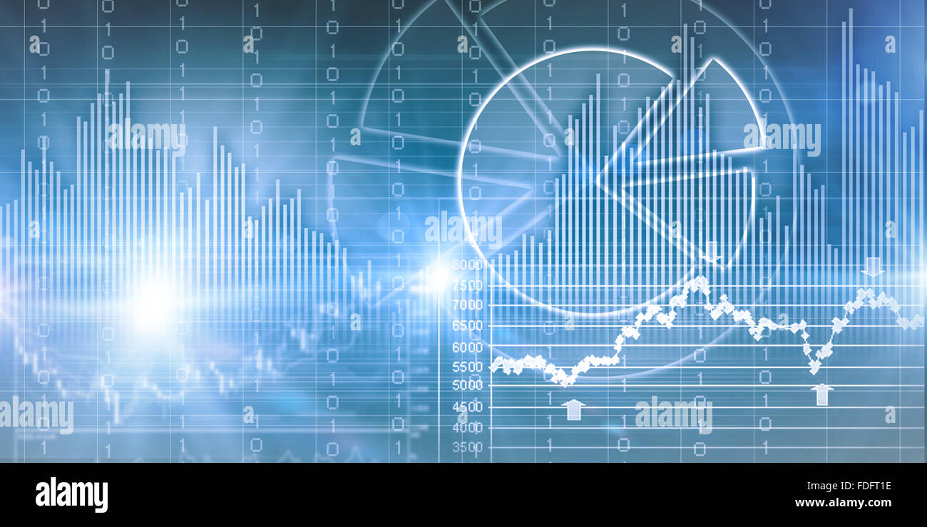 High tech blue background image with graphs and diagrams Stock Photo ...