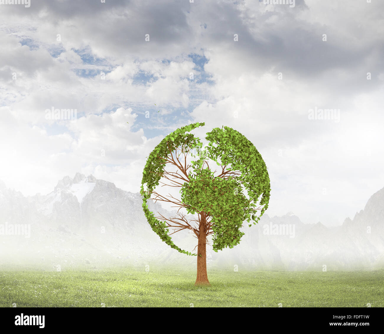 Green tree shaped liked our Earth planet. Environmental concept Stock ...