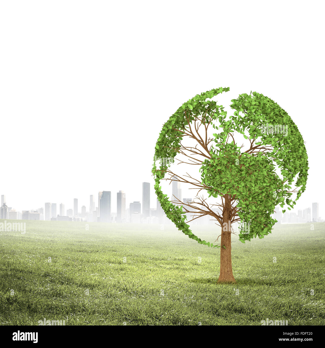Green tree shaped liked our Earth planet. Environmental concept Stock ...