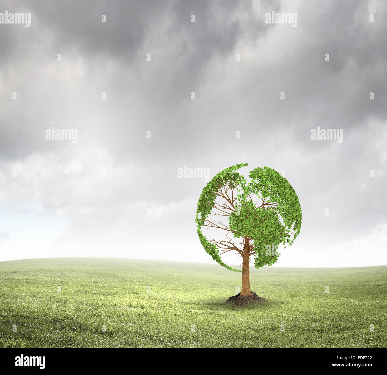 Green tree shaped liked our Earth planet. Environmental concept Stock ...