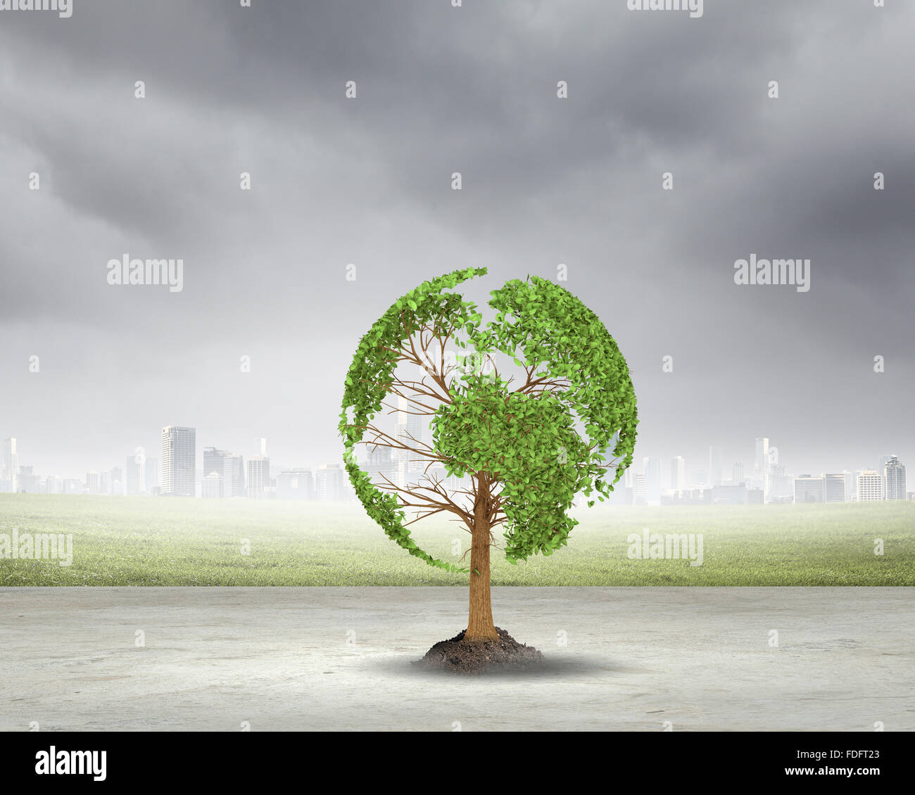 Green tree shaped liked our Earth planet. Environmental concept Stock ...