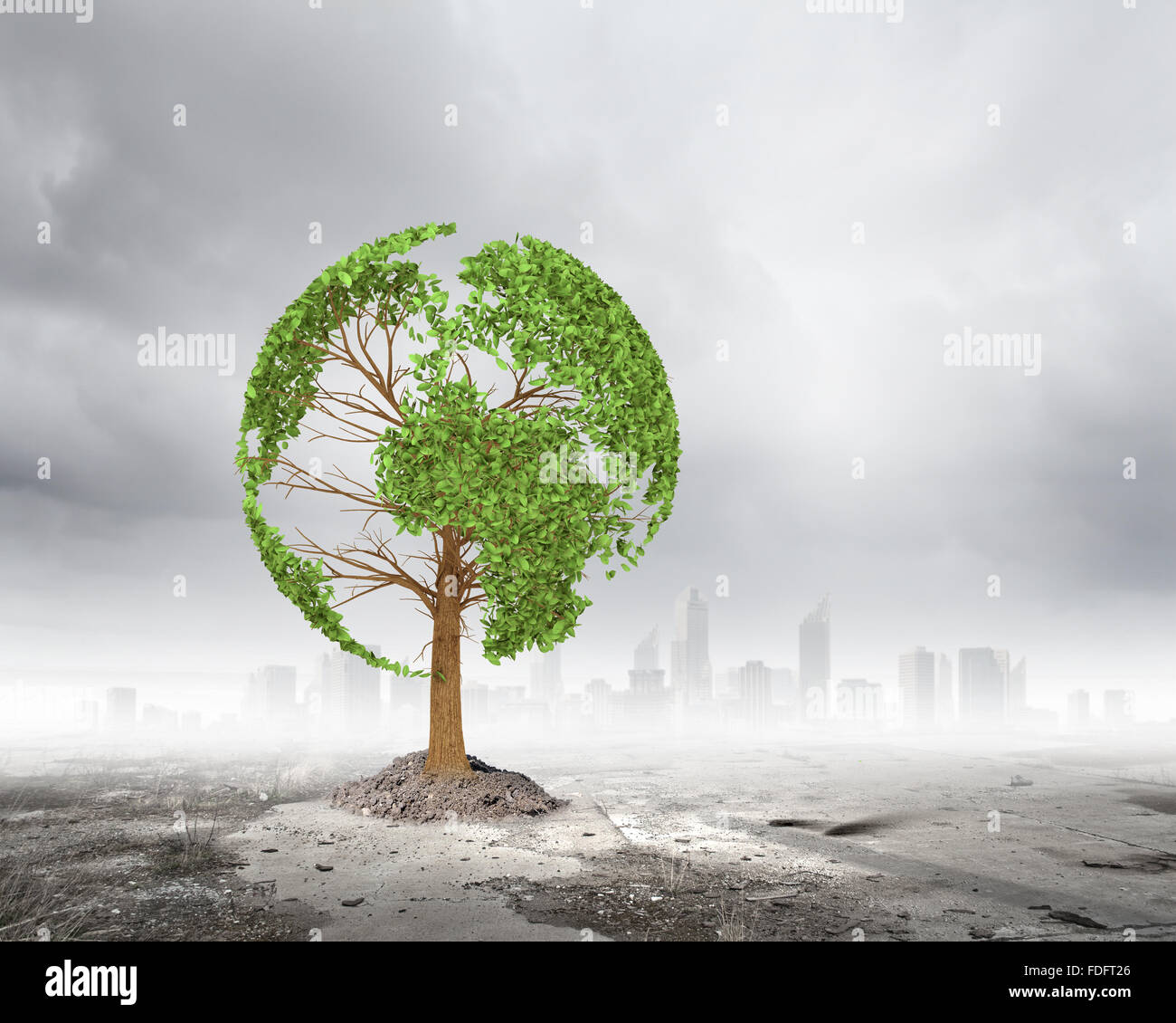 Green tree shaped liked our Earth planet. Environmental concept Stock ...