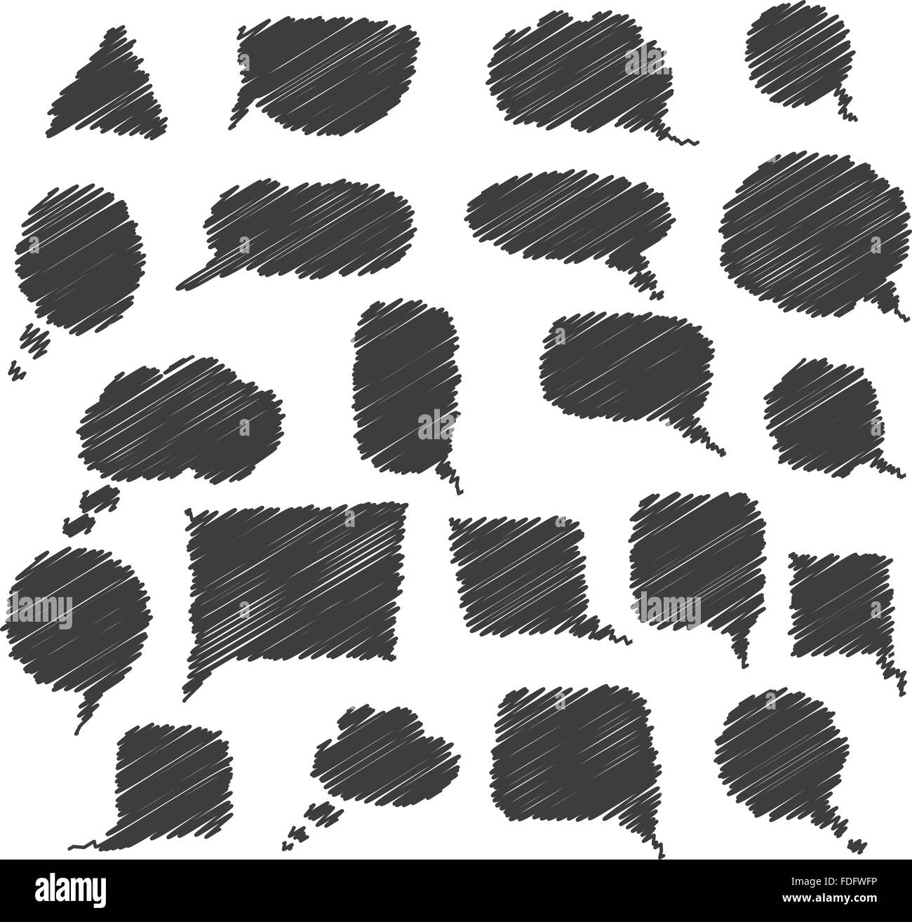 set of hand drawn speech bubbles black on white. vector Stock Vector ...