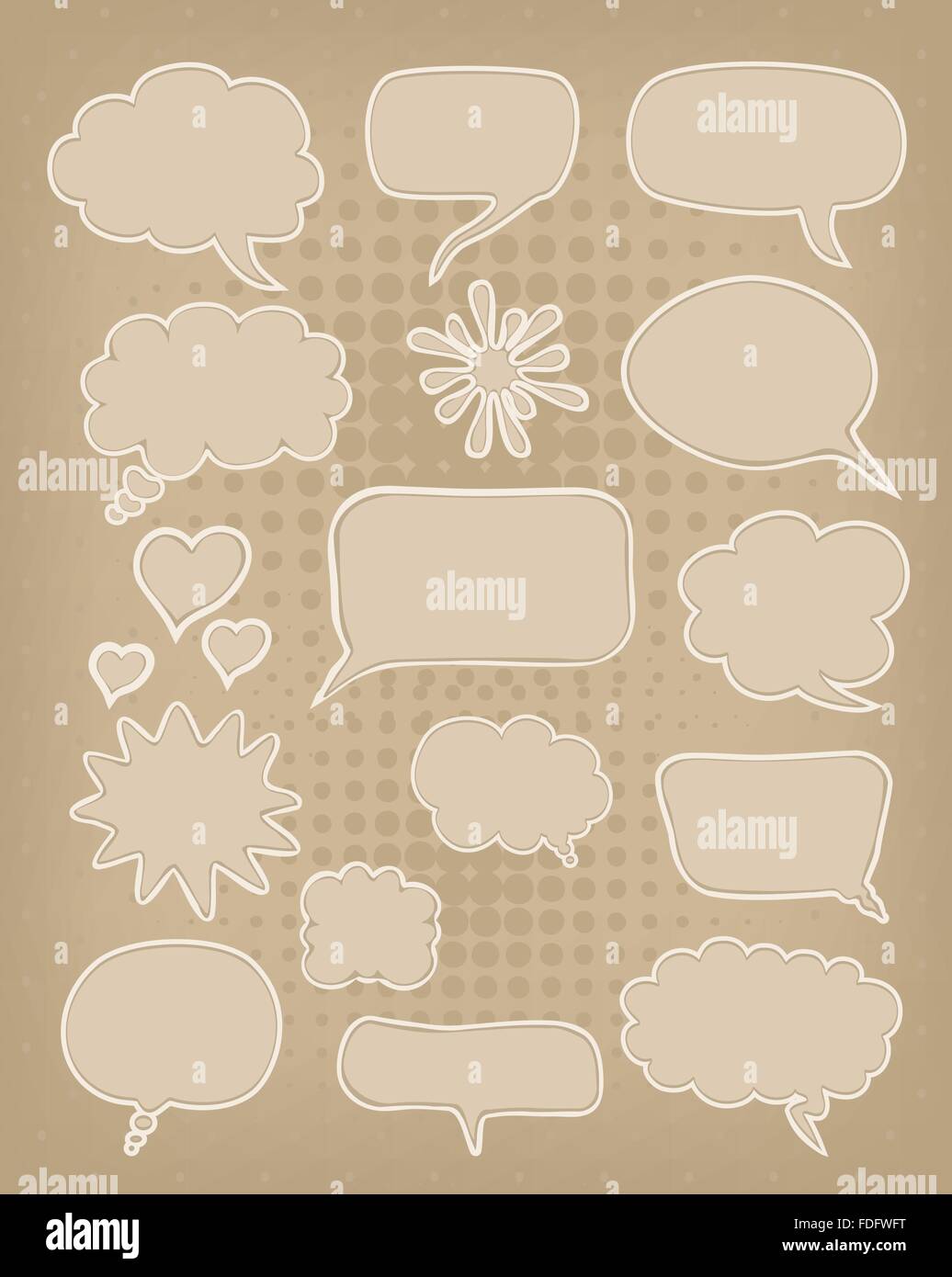 set of speech bubbles on brown carton background Stock Vector Image ...