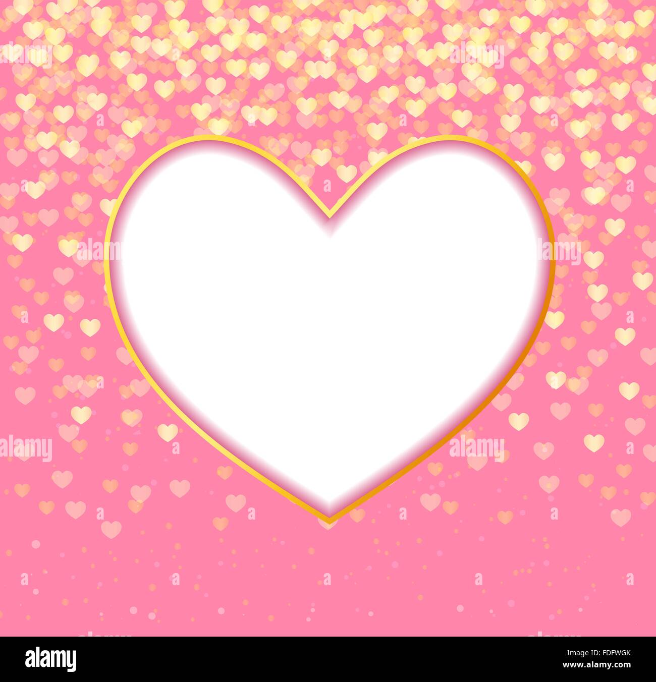 abstract background heart frame and falling hearts on pink background ...