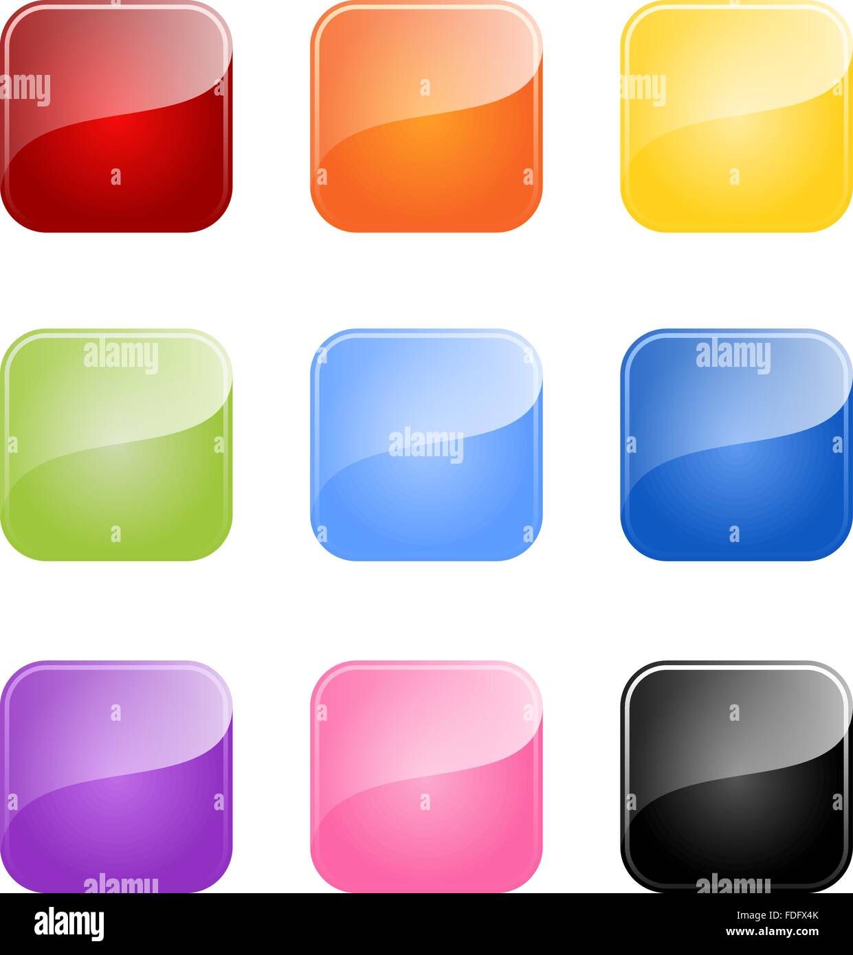 Set of colored glossy blank button isolated on white background Stock ...