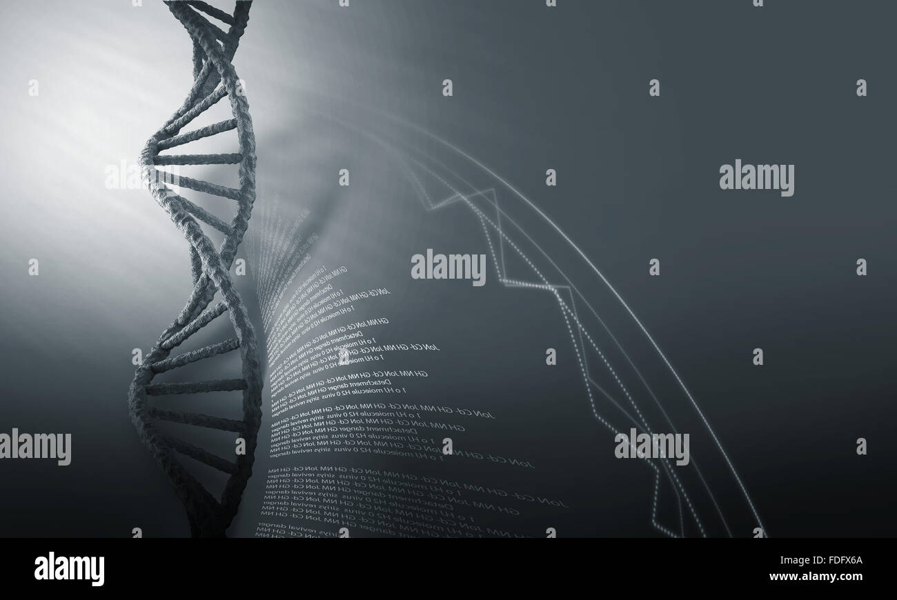 Biochemistry background concept with high tech dna molecule Stock Photo ...