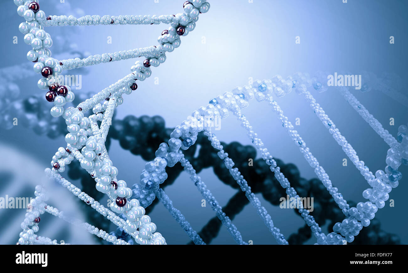 Biochemistry background concept with high tech dna molecule Stock Photo ...