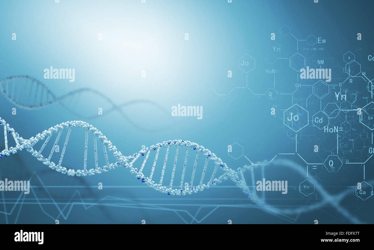 Biochemistry background concept with high tech dna molecule Stock Photo ...