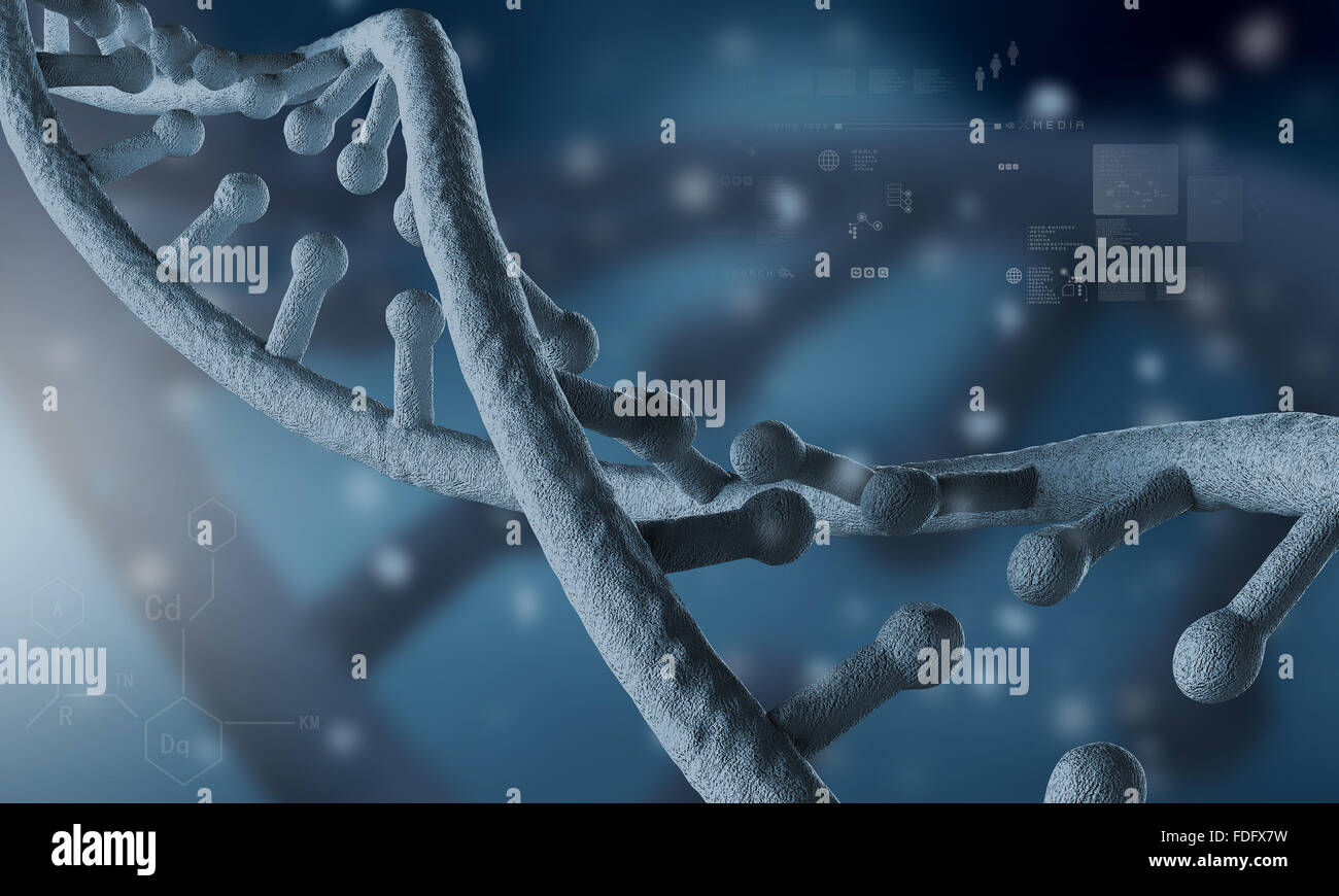 Biochemistry background concept with high tech dna molecule Stock Photo ...