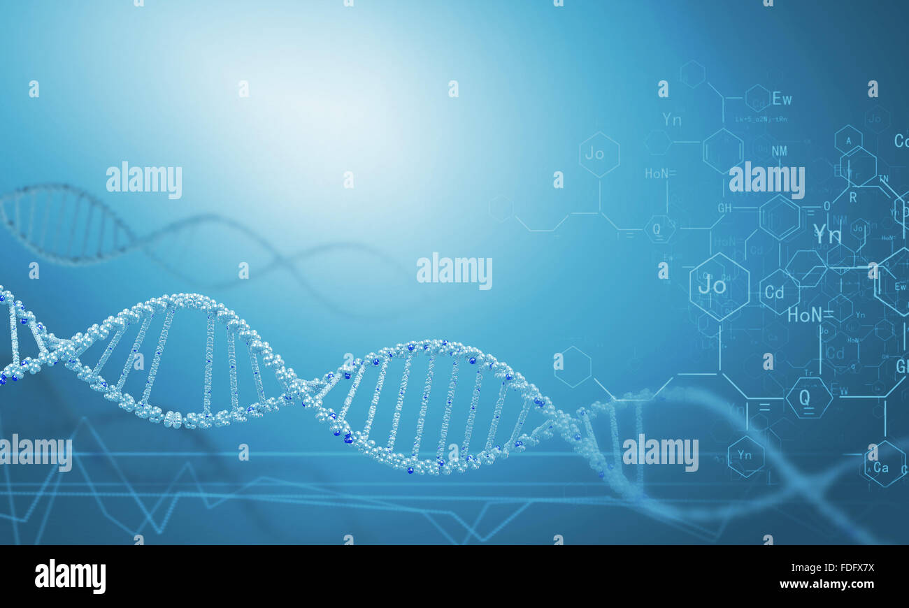 Biochemistry background concept with high tech dna molecule Stock Photo ...