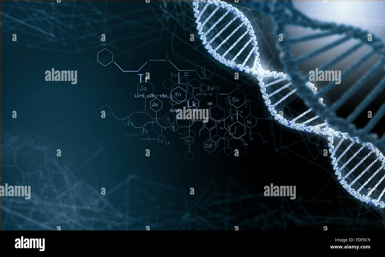 Biochemistry background concept with high tech dna molecule Stock Photo ...