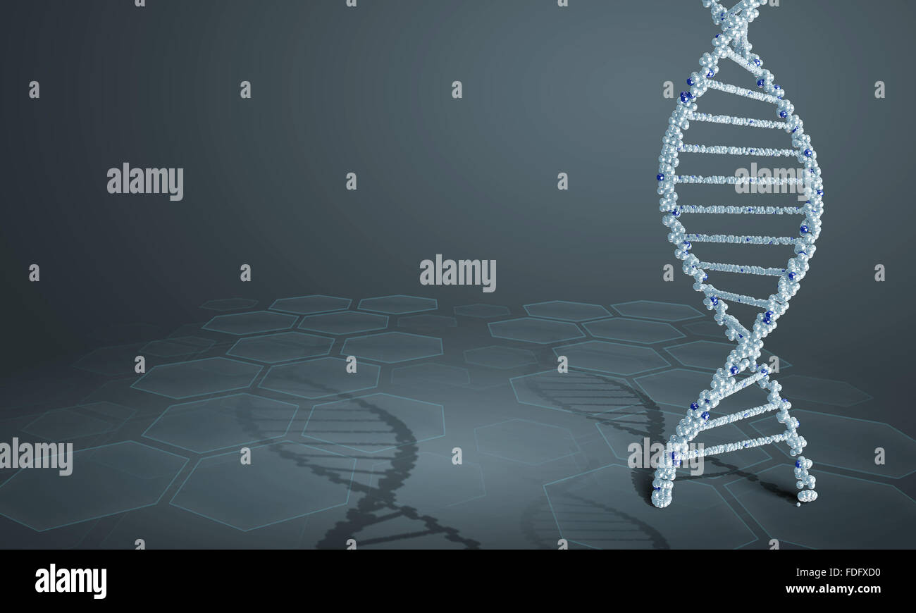 Biochemistry background concept with high tech dna molecule Stock Photo ...