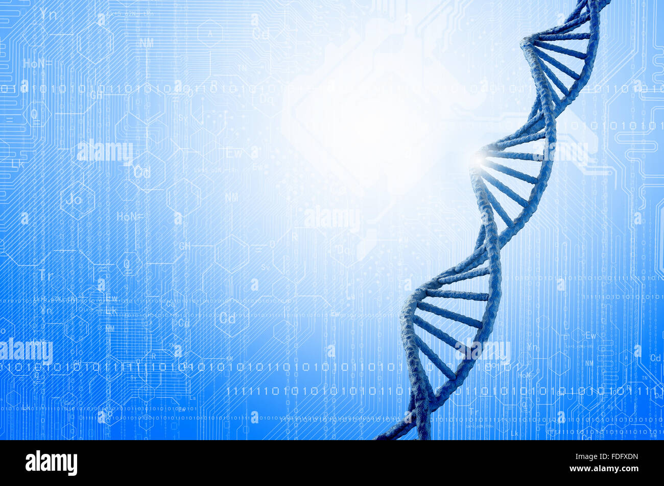 Biochemistry background concept with high tech dna molecule Stock Photo ...