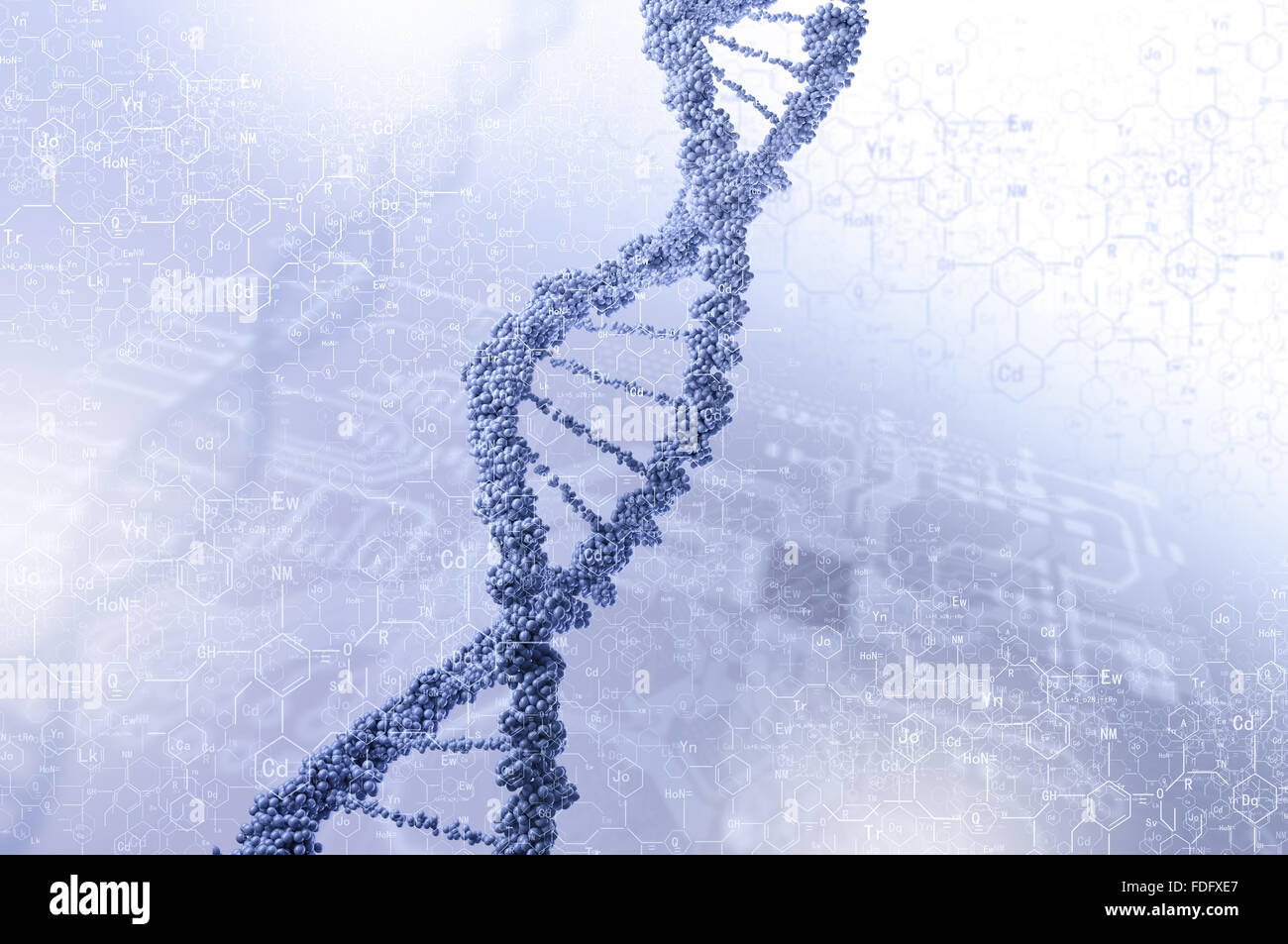 Biochemistry background concept with high tech dna molecule Stock Photo ...