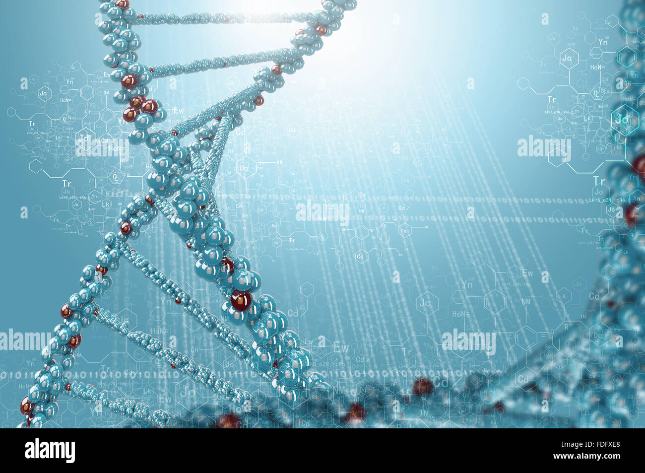 Biochemistry background concept with high tech dna molecule Stock Photo ...