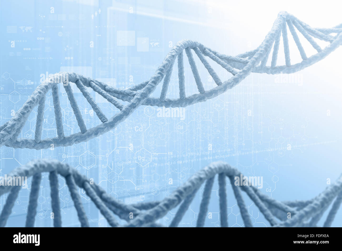 Biochemistry background concept with high tech dna molecule Stock Photo ...