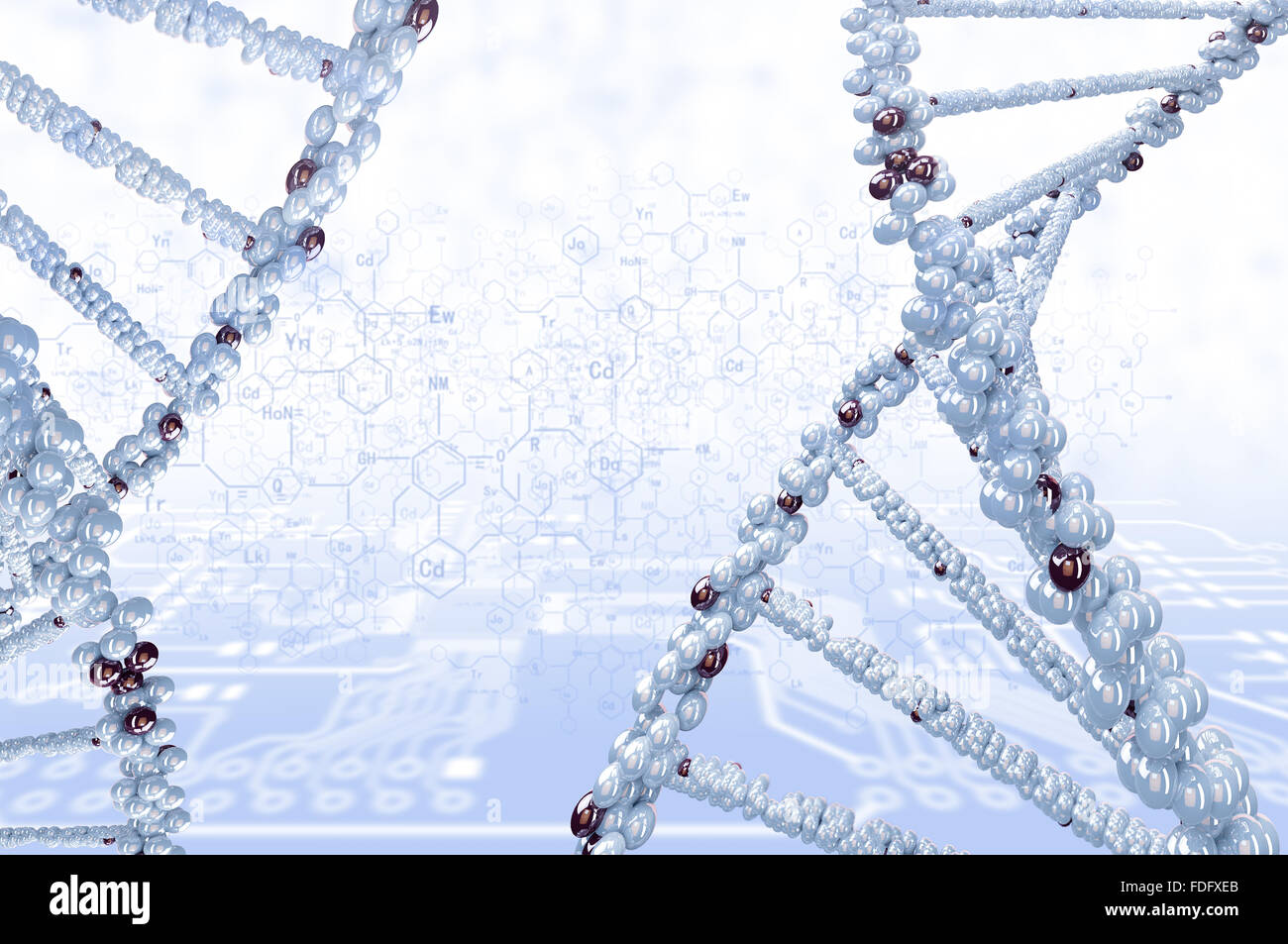 Biochemistry background concept with high tech dna molecule Stock Photo ...
