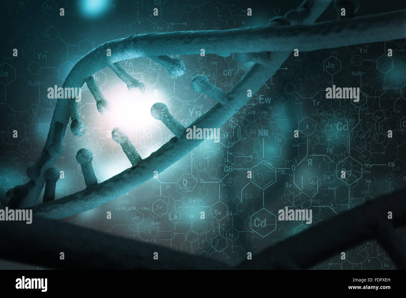 Biochemistry background concept with high tech dna molecule Stock Photo ...