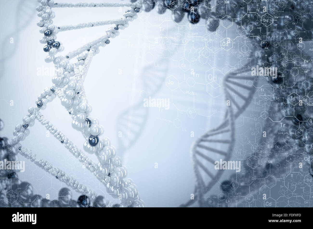 Biochemistry background concept with high tech dna molecule Stock Photo ...