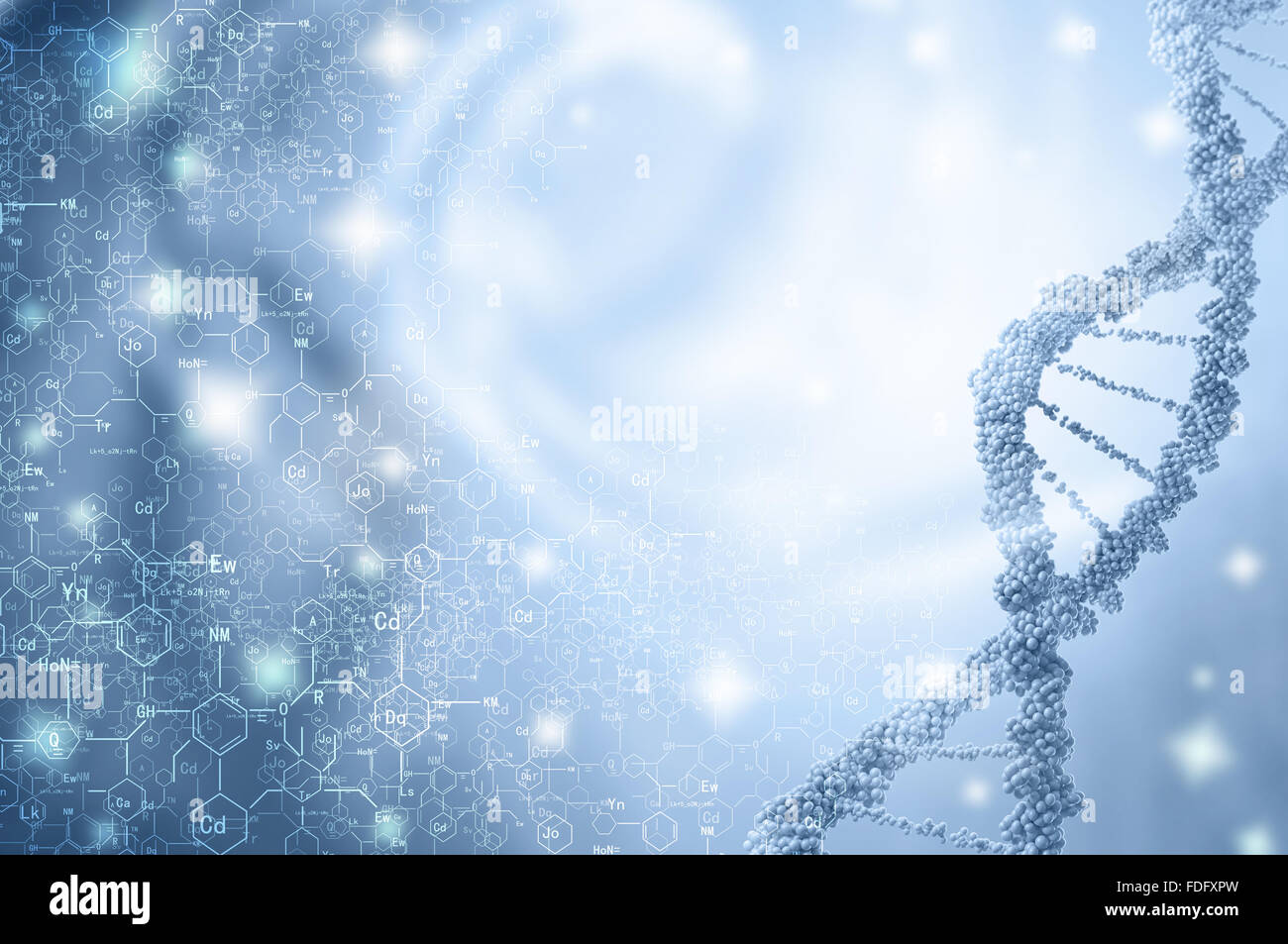 Biochemistry background concept with high tech dna molecule Stock Photo ...