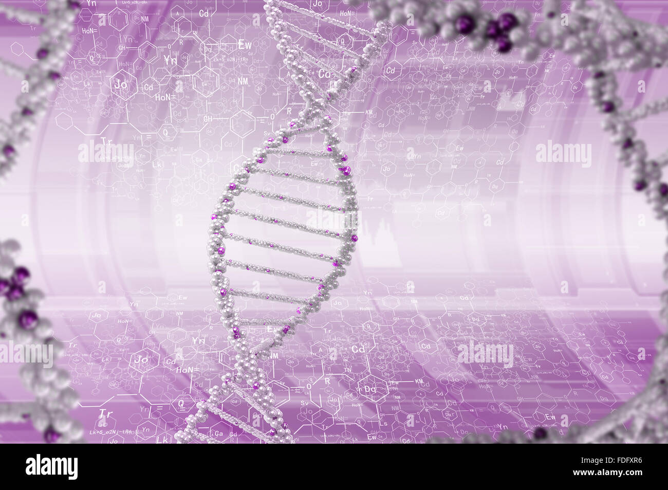 Biochemistry background concept with high tech dna molecule Stock Photo ...