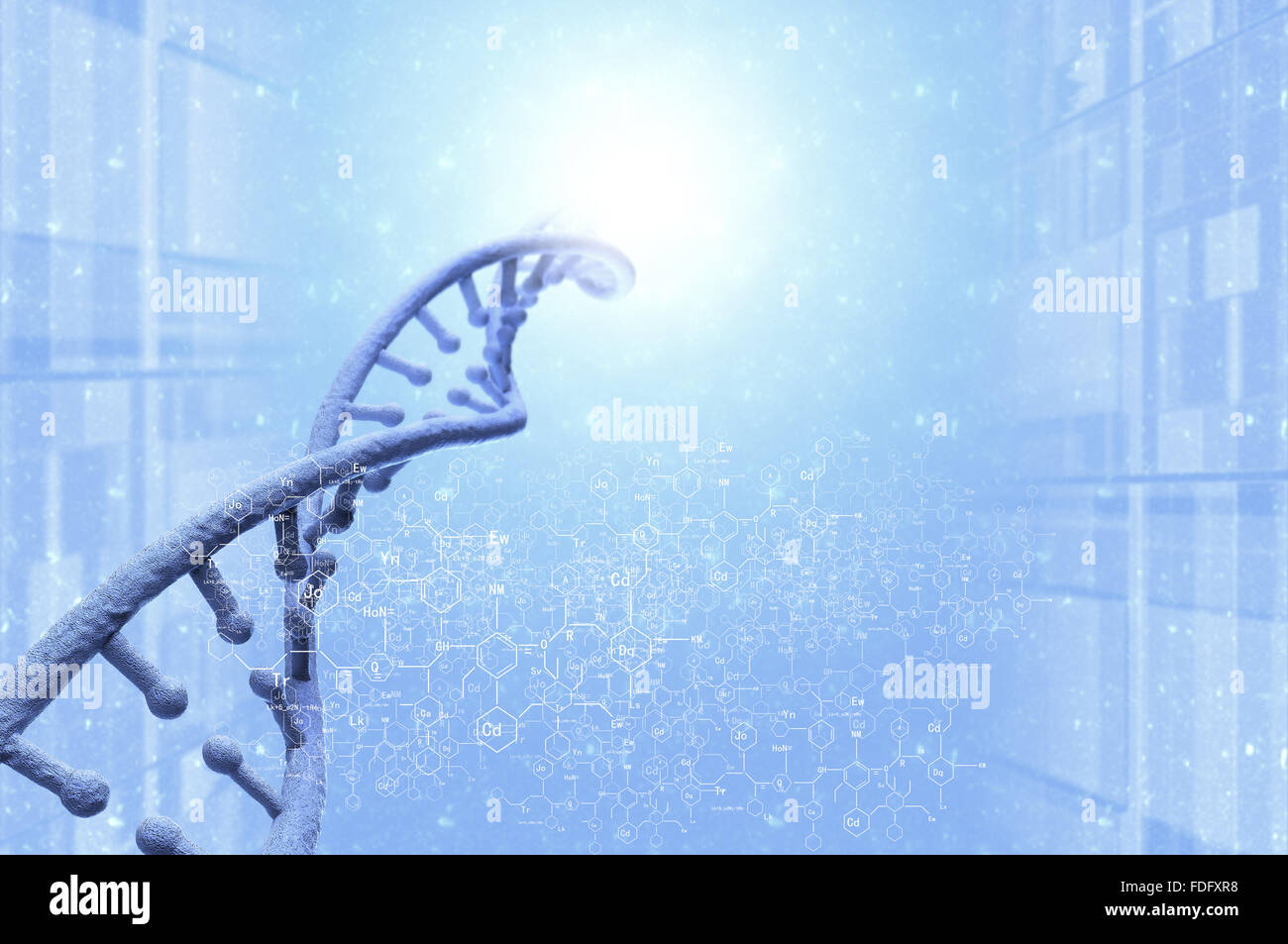 Biochemistry background concept with high tech dna molecule Stock Photo ...
