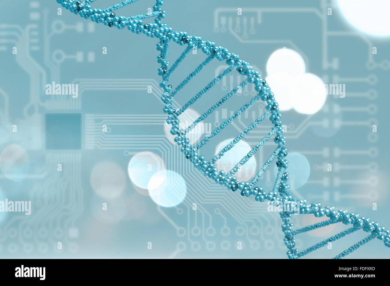 Biochemistry background concept with high tech dna molecule Stock Photo ...