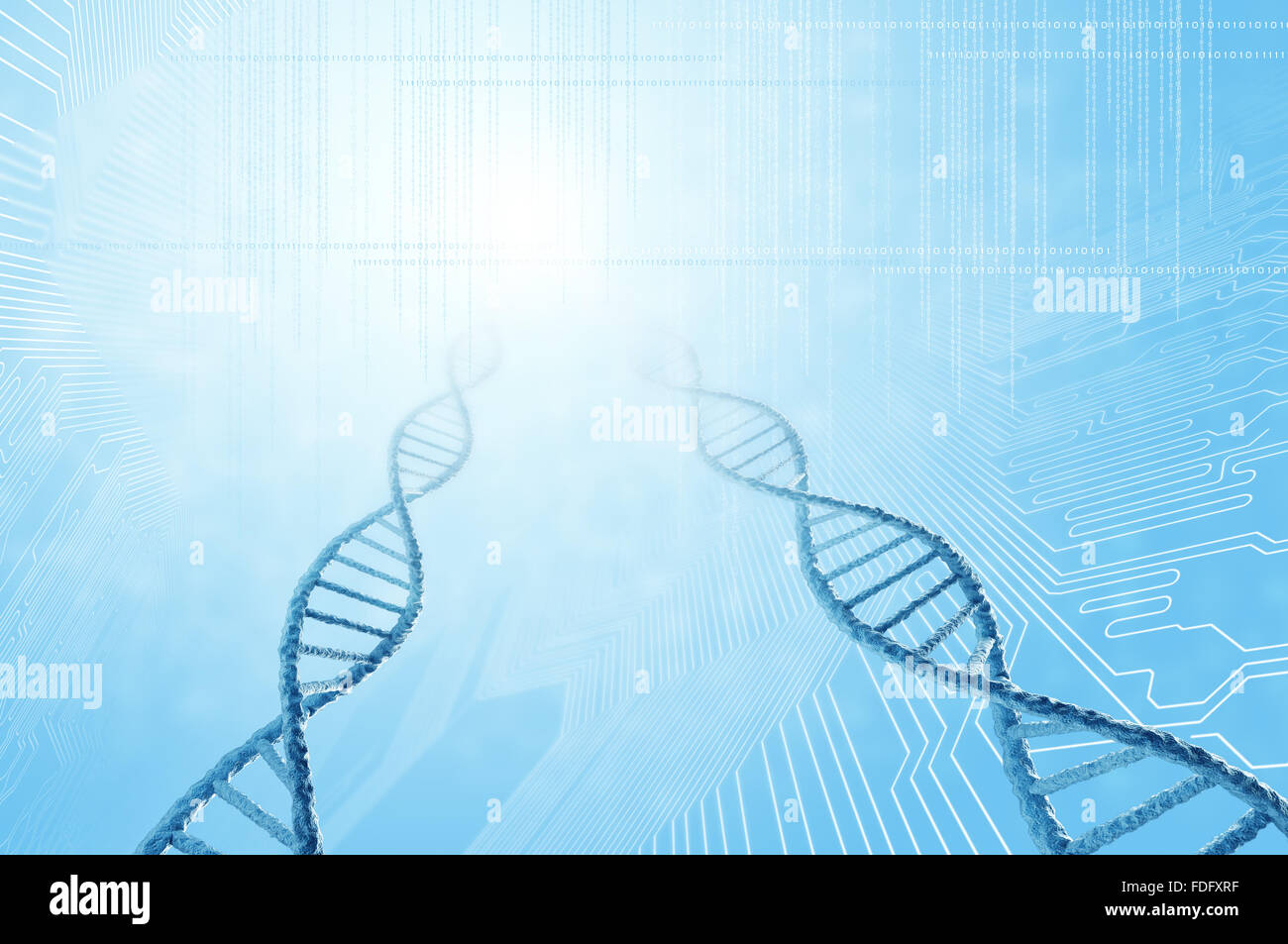 Biochemistry background concept with high tech dna molecule Stock Photo ...