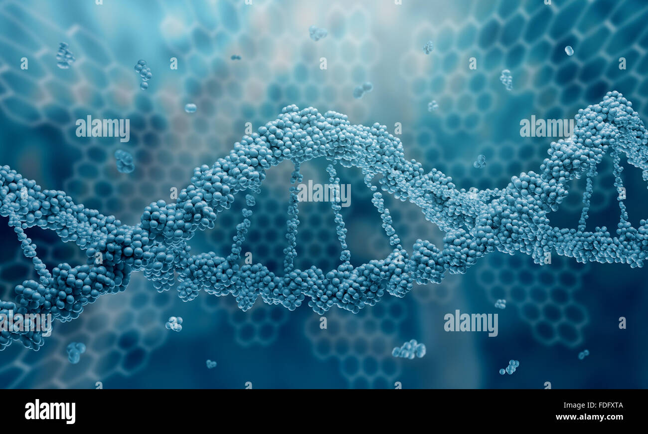 Biochemistry background concept with high tech dna molecule Stock Photo ...