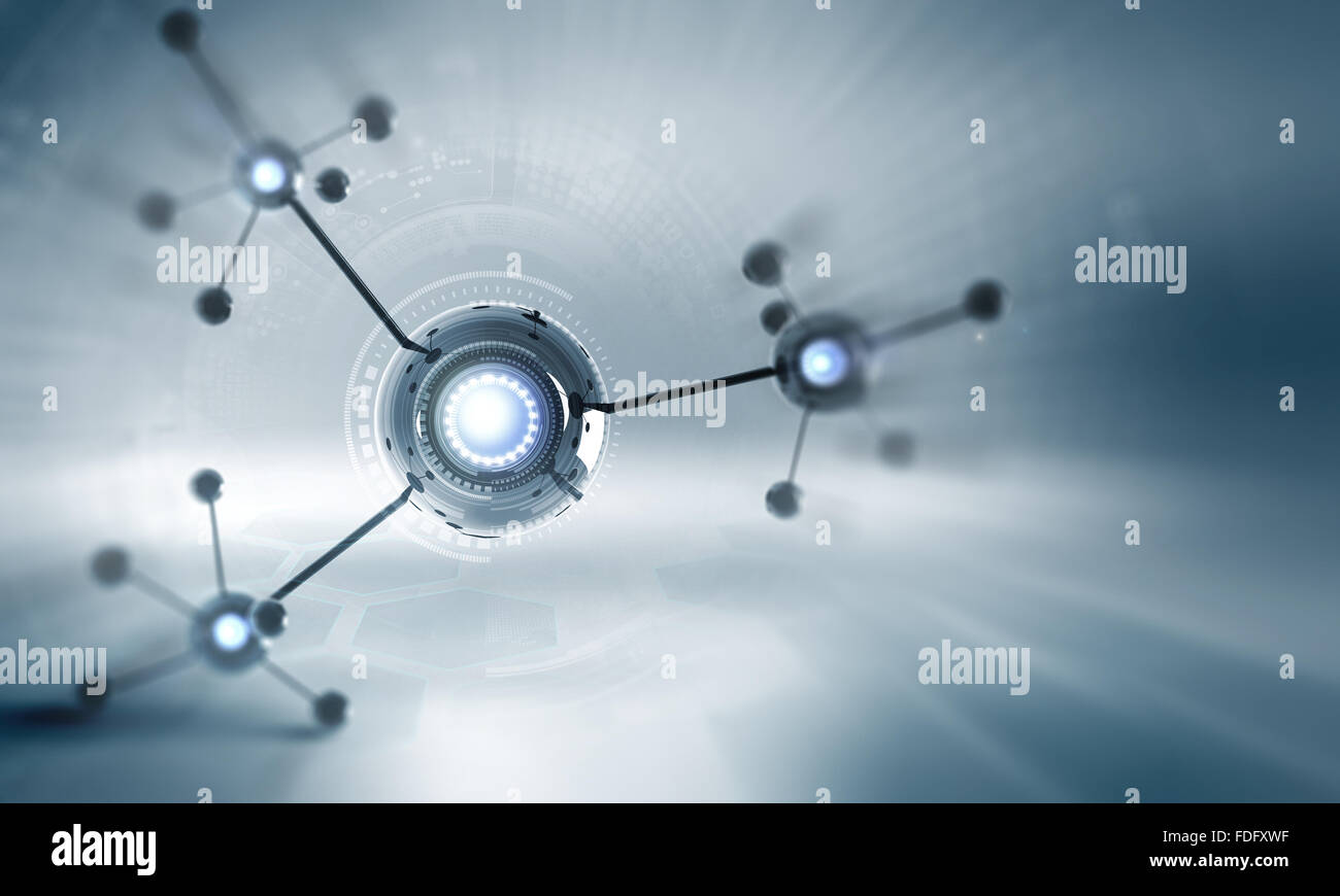 High tech background concept with molecule chain Stock Photo - Alamy