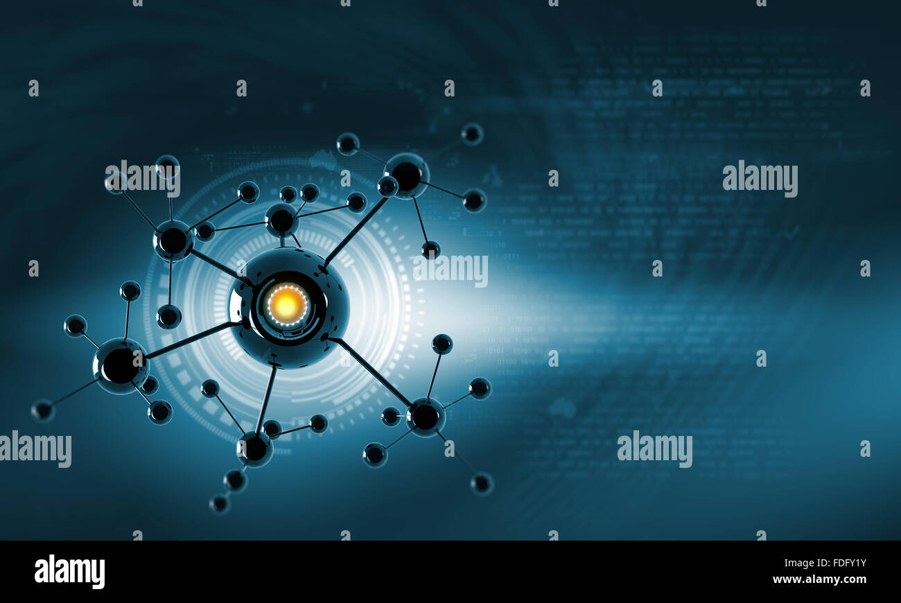 High tech background concept with molecule chain Stock Photo - Alamy