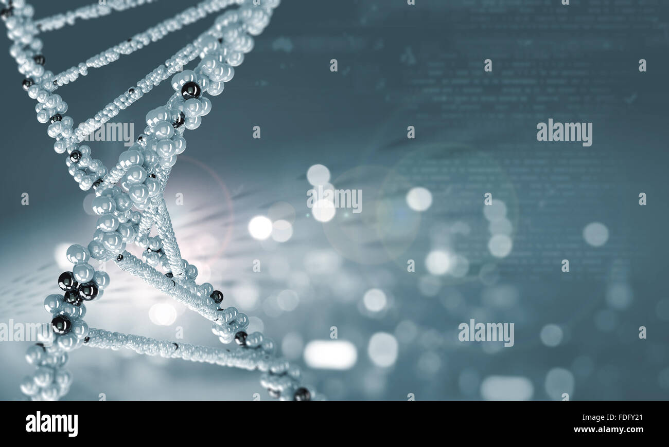 Biochemistry background concept with high tech dna molecule Stock Photo ...