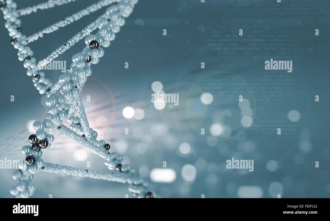 Biochemistry background concept with high tech dna molecule Stock Photo ...