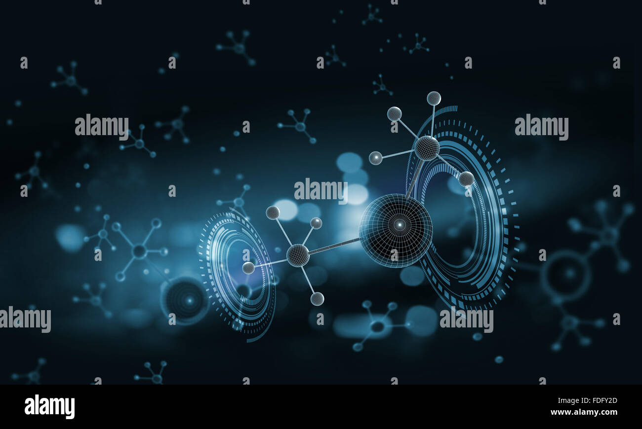 High tech background concept with molecule chain Stock Photo - Alamy