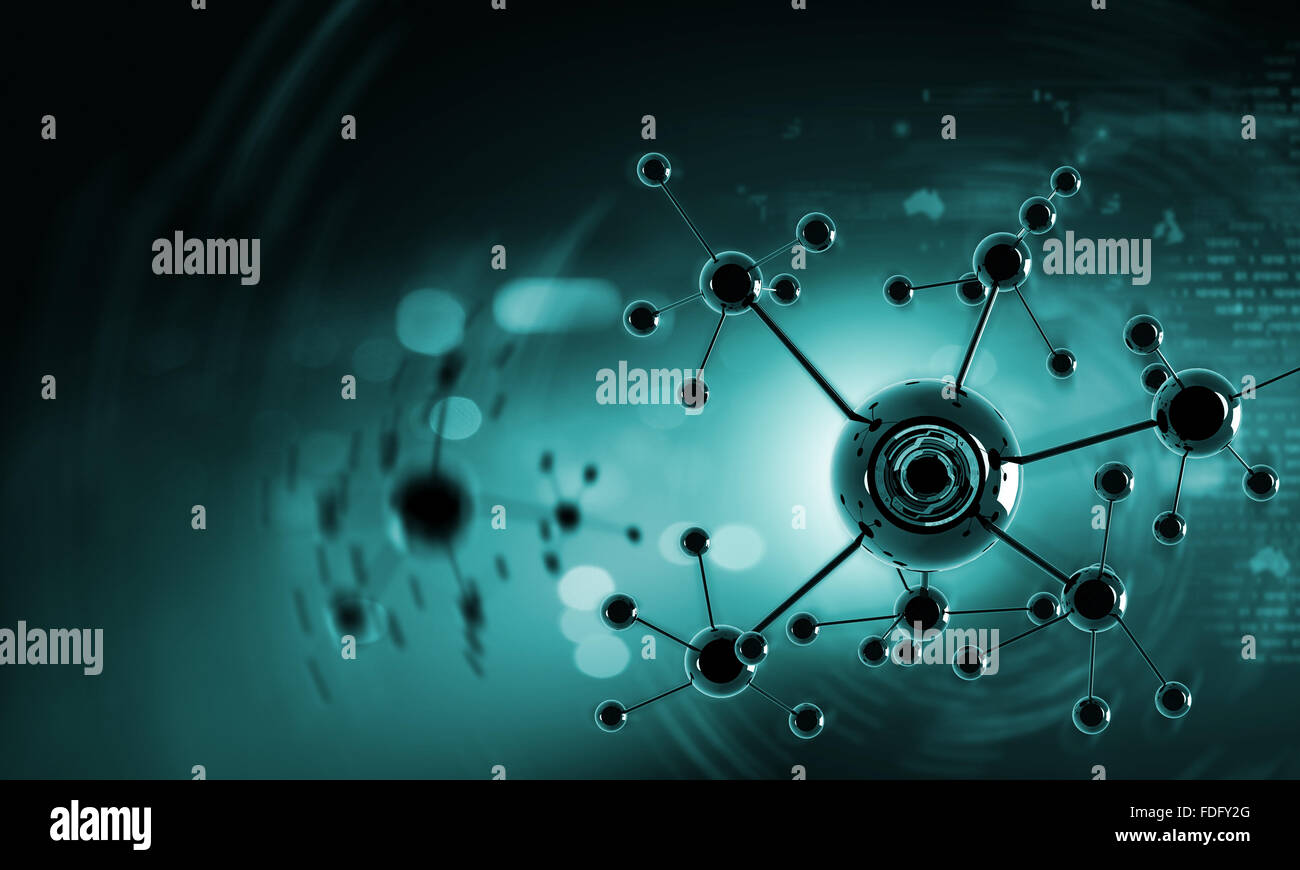 High tech background concept with molecule chain Stock Photo - Alamy