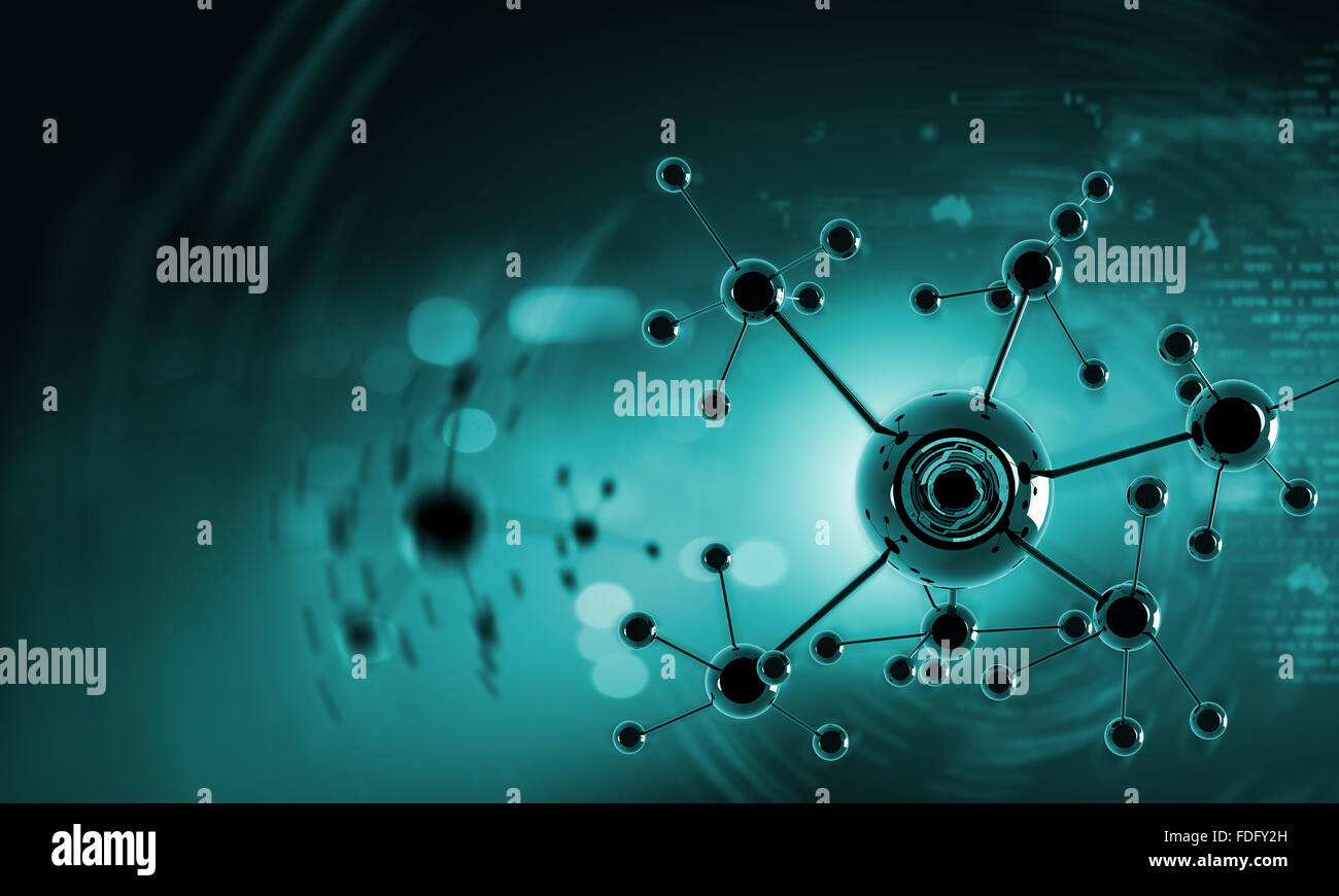High tech background concept with molecule chain Stock Photo - Alamy