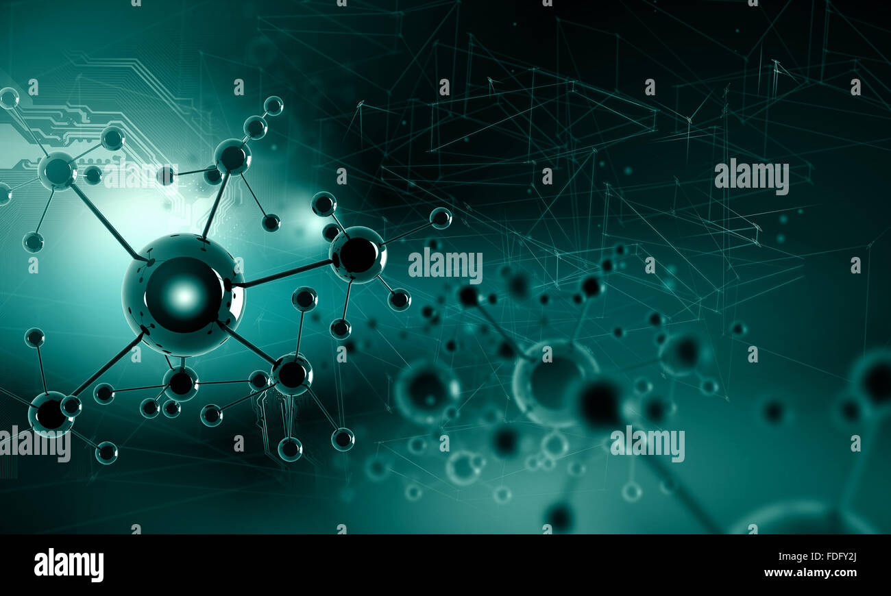 High tech background concept with molecule chain Stock Photo - Alamy