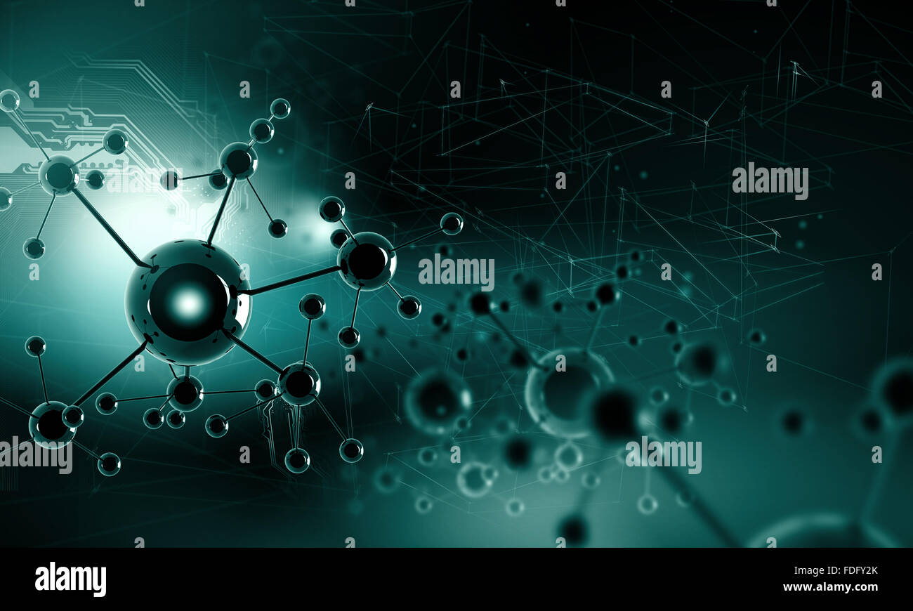 High tech background concept with molecule chain Stock Photo - Alamy