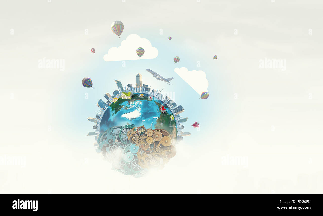 Earth planet made of gears. Elements of this image are furnished by ...