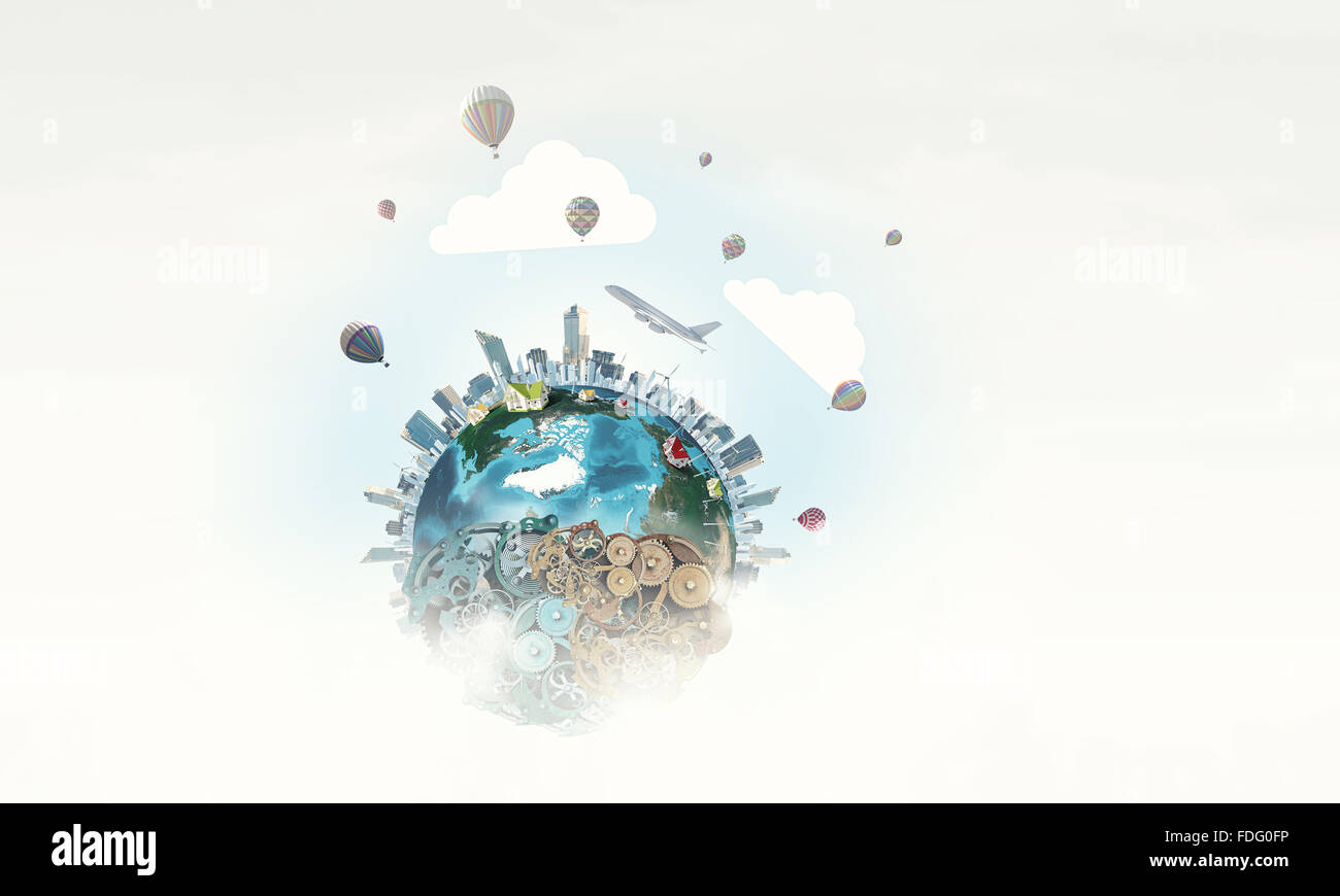 Earth planet made of gears. Elements of this image are furnished by ...