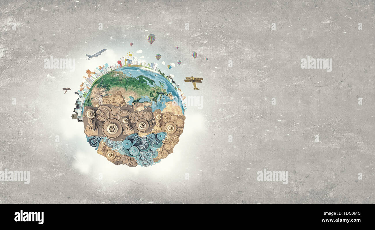Earth planet made of gears. Elements of this image are furnished by ...