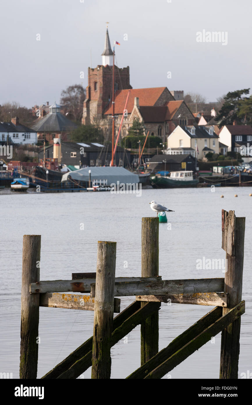 Maldon church & hythe with Thames barges Stock Photo - Alamy