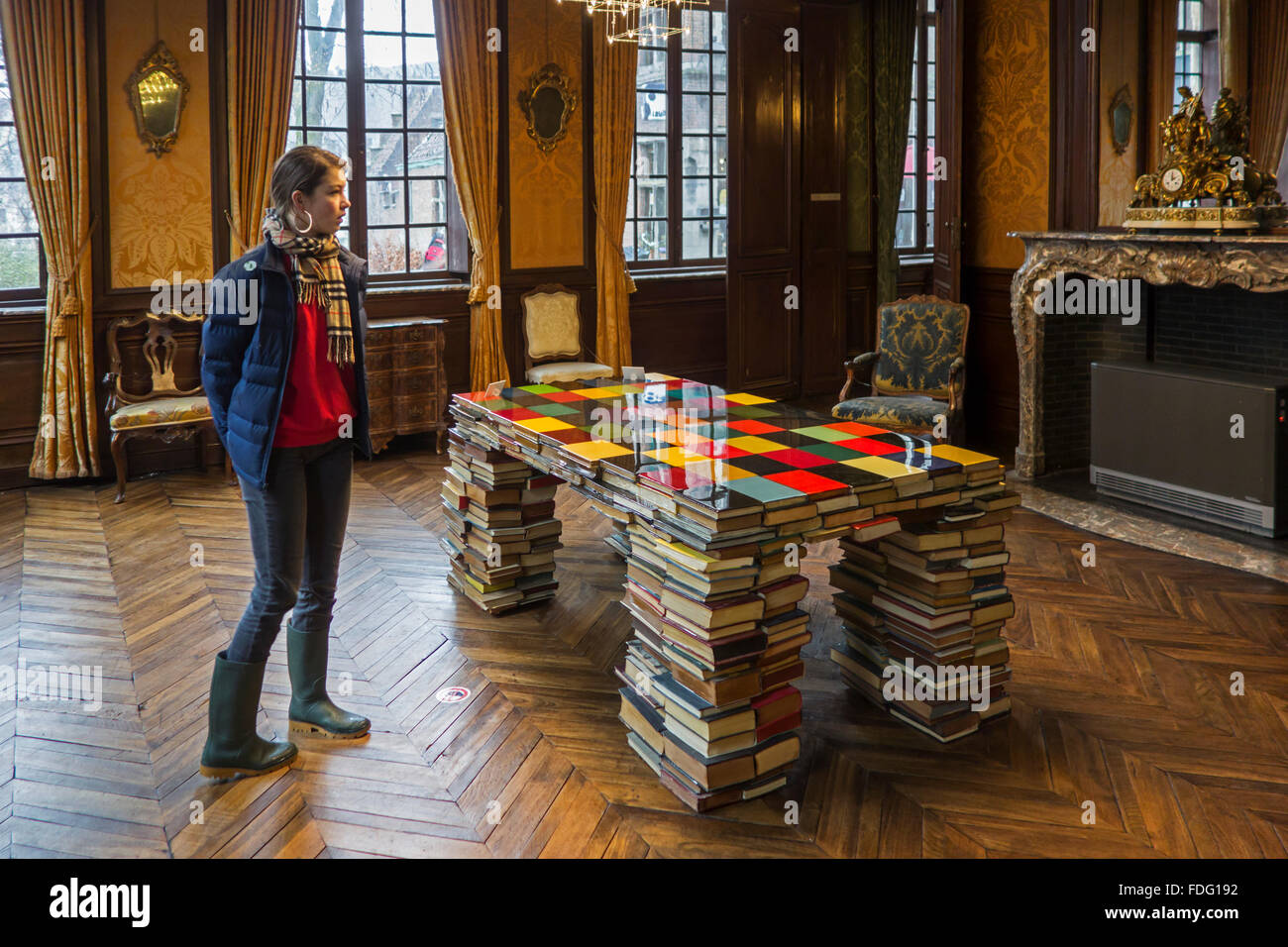 Visitor in the Design Museum Gent in the city Ghent, East Flanders ...
