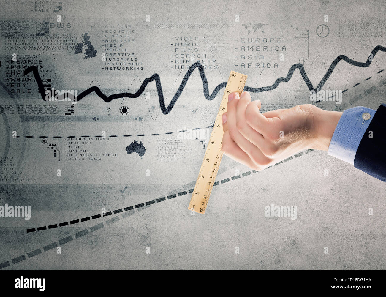 Close up of hand measuring growing graph with ruler Stock Photo - Alamy