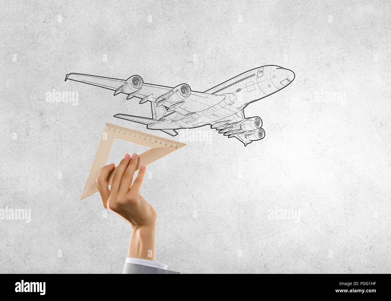 Close up of people hands measuring airplane wih ruler Stock Photo - Alamy