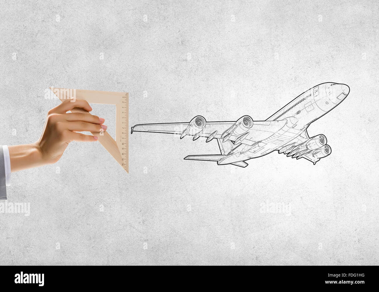 Close up of people hands measuring airplane wih ruler Stock Photo - Alamy