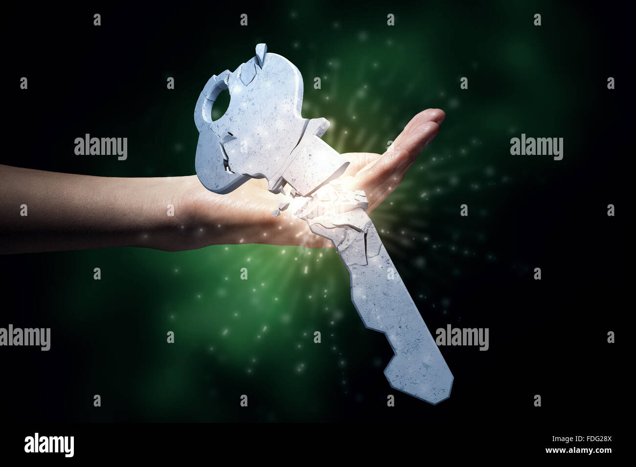 Close up of hand holding broken key Stock Photo - Alamy